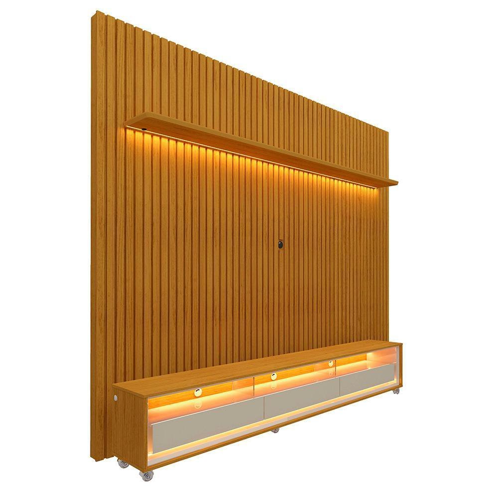Rack com Painel Ripado para TV até 85 Polegadas LED 3 Gavetas com ...
