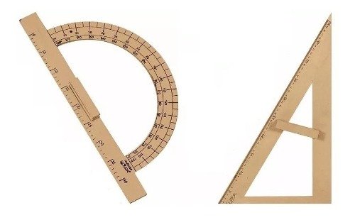 Kit Geométrico do Professor Com 1 Transferidor 180 Grau MDF e 1 ...