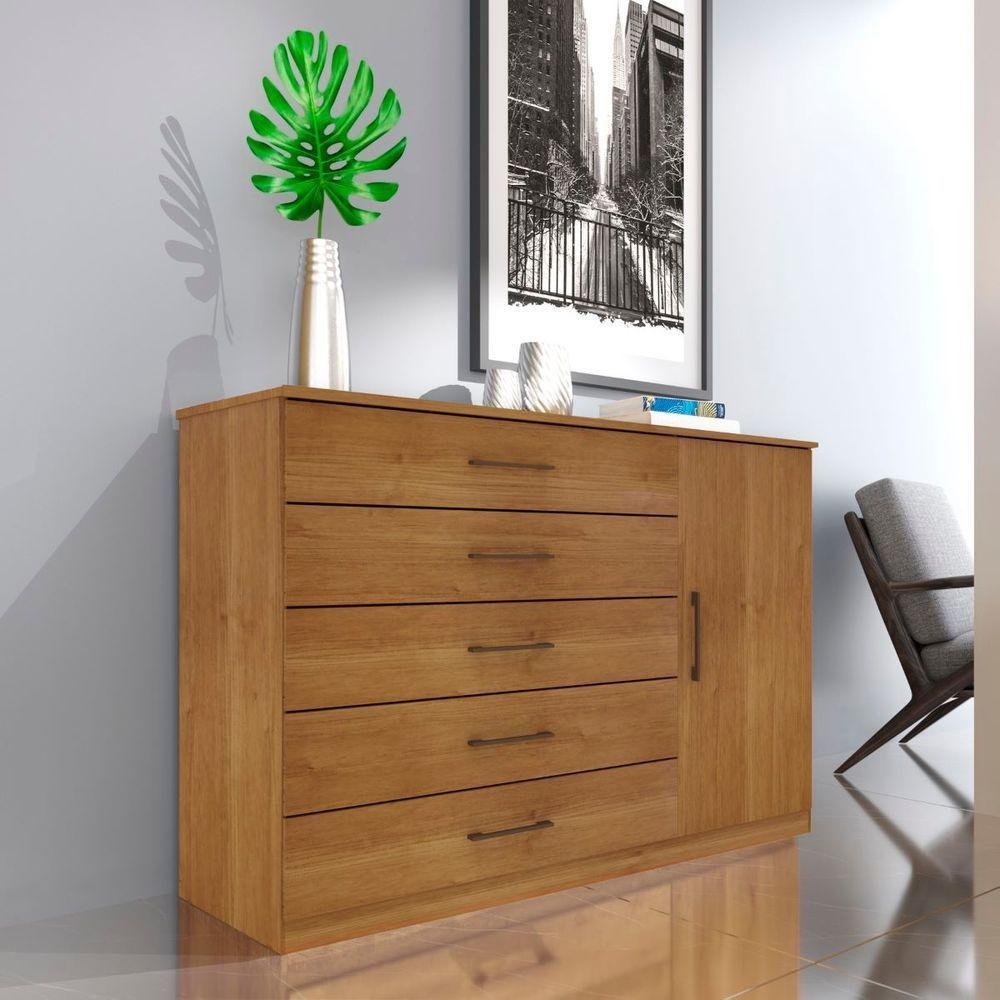 Cômoda Veronna 5 Gavetas 1 Portas Tcil Móveis Cor:cinamomo | MadeiraMadeira