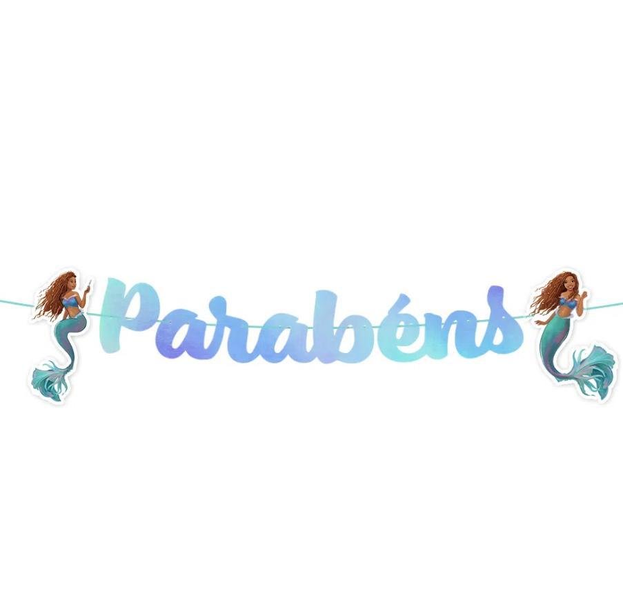 Faixa de Parabéns a Pequena Sereia Ariel Negra Filme | MadeiraMadeira