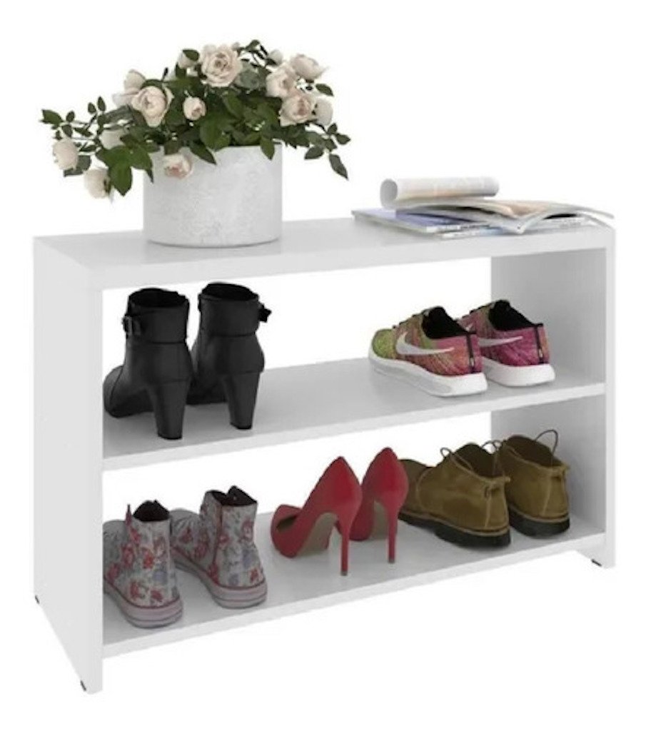 Sapateira em MDF Branco Para Porta Entrada com 2 Prateleiras ...