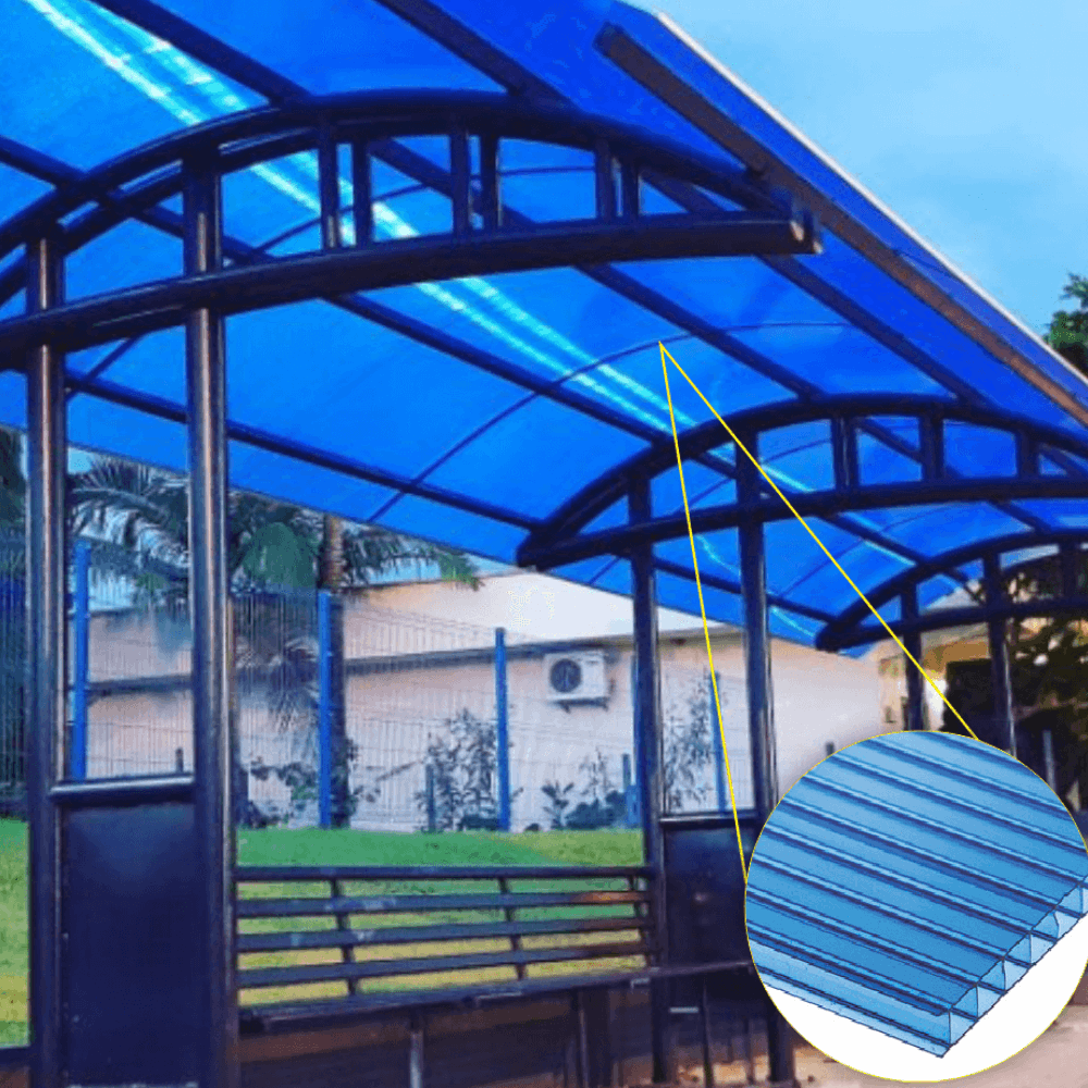 Chapa de Policarbonato Alveolar Azul 4mm - 2,10m x 6,00m | MadeiraMadeira