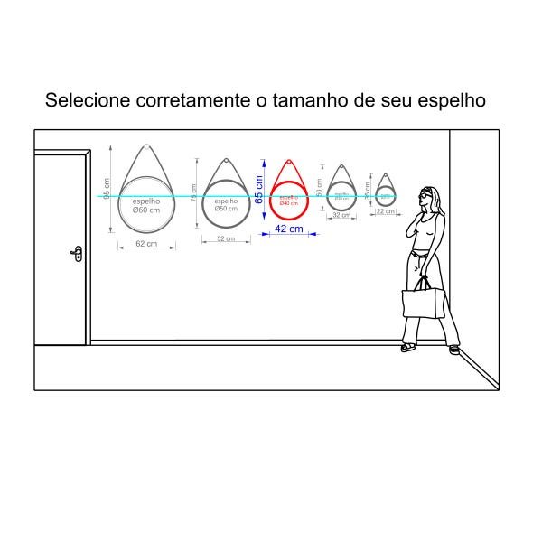 Espelho Decorativo Adnet Preto Alça Courino Marrom Café 40 cm Redondo ...