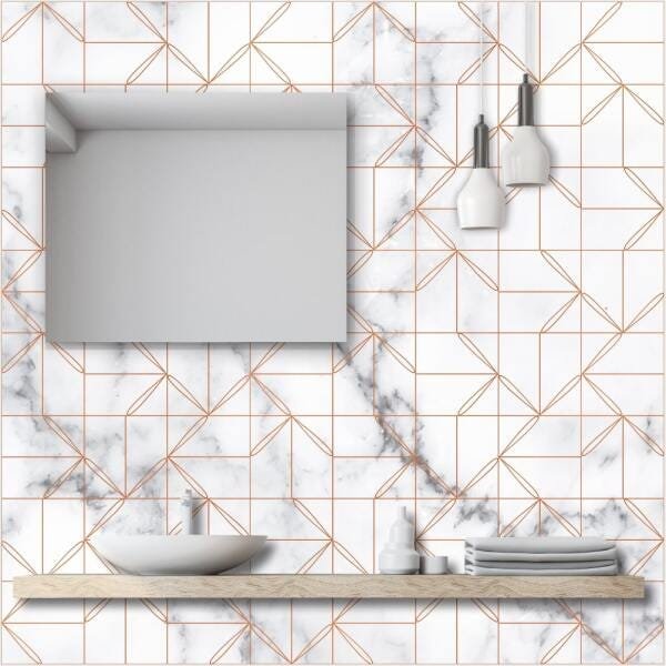 Papel De Parede Azulejo Umê Marmore Fogo 2,80x0,60 | MadeiraMadeira