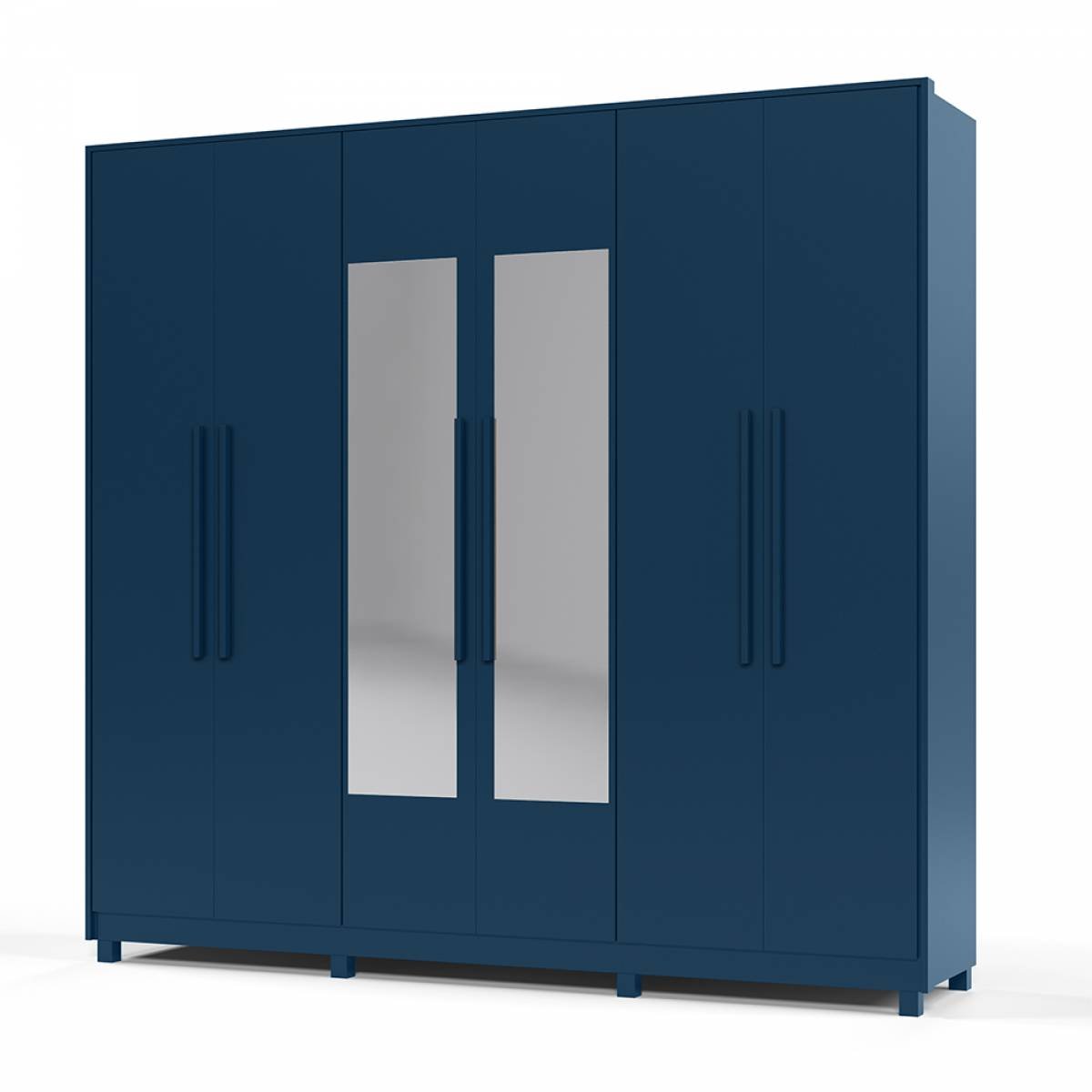 Guarda-Roupa Casal com Espelho 6 Portas Alpha Azul Acetinado - Gelius ...