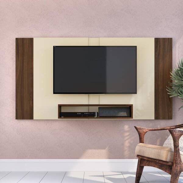 Painel Pa02 para TV até 60 Polegadas Crm Off White/Madeirado ...