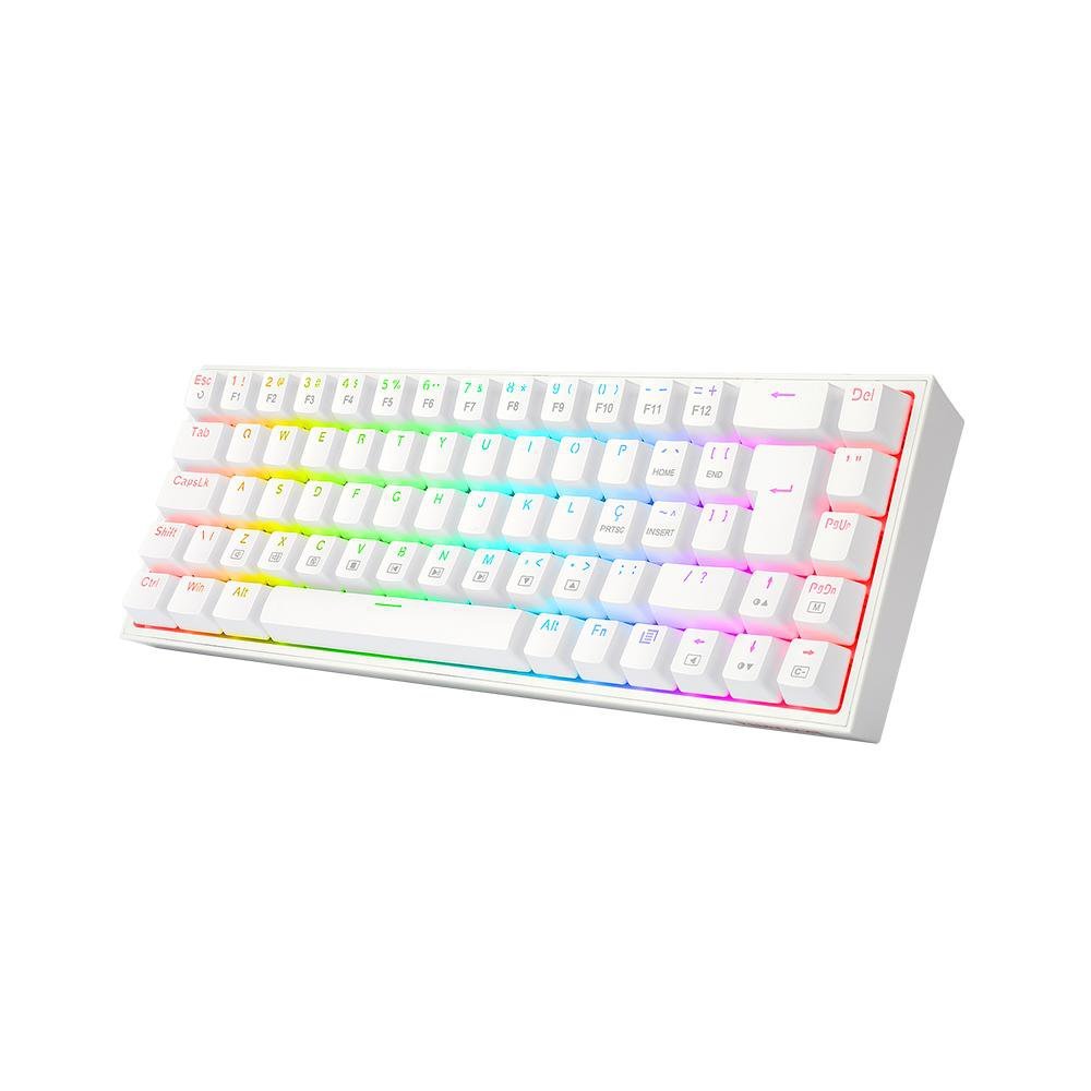 Teclado Mecânico Redragon Castor Branco Rgb Switch Marrom Pt ...