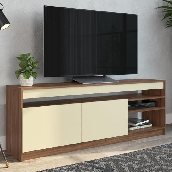 Rack Ra02 para TV até 60 Polegadas 2 Portas Crm Off White/Madeirado ...