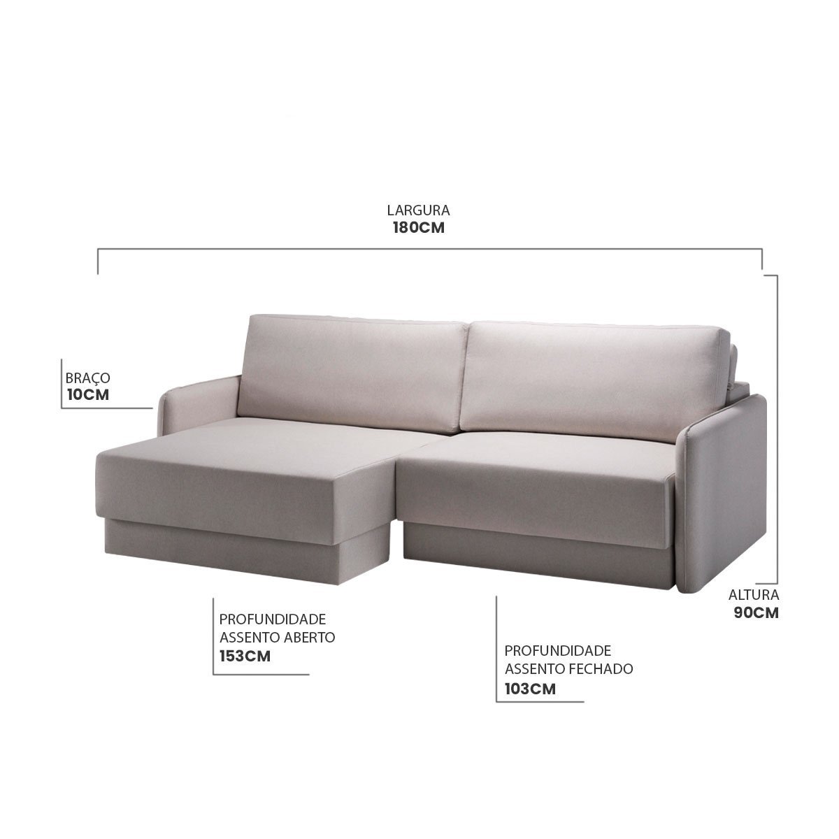 Sofá Retrátil Braço Fino 180 Cm Mola Ensacada D28 Reclinável 3 Lugares ...