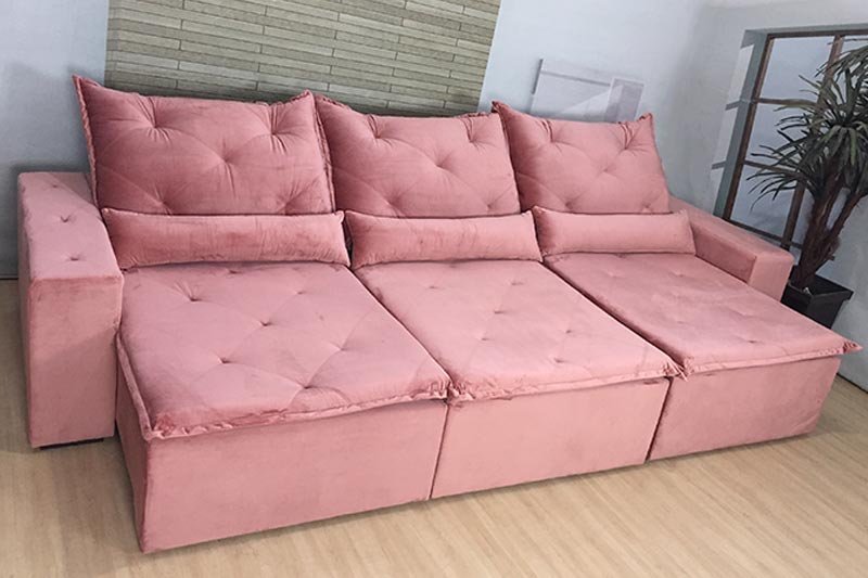 Sofá Retrátil Reclinável 2,90 m Rosa 10 Delta | MadeiraMadeira
