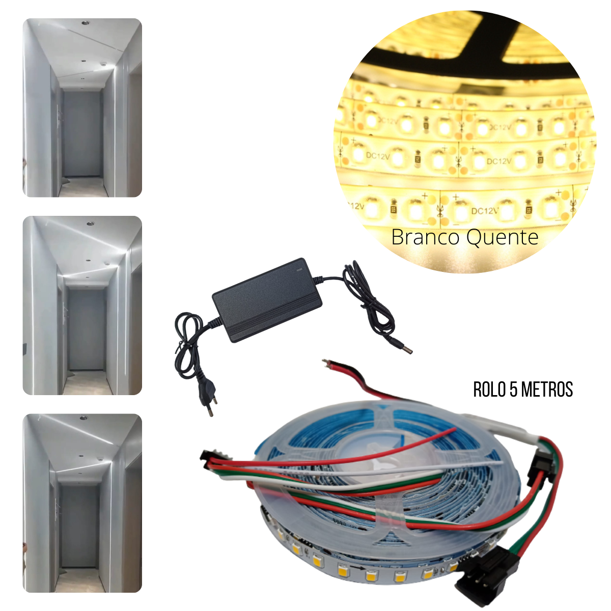 Kit Fita De Led 5M 2835 Com Luz Efeito Sequencial De Correr Vai E Volta ...