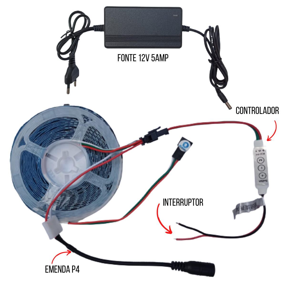 Kit Fita De Led 5M 2835 Com Luz Efeito Sequencial De Correr Vai E Volta ...