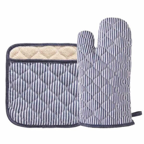 Kit Luva e Pega Panela Denver Listrado Marinho | MadeiraMadeira