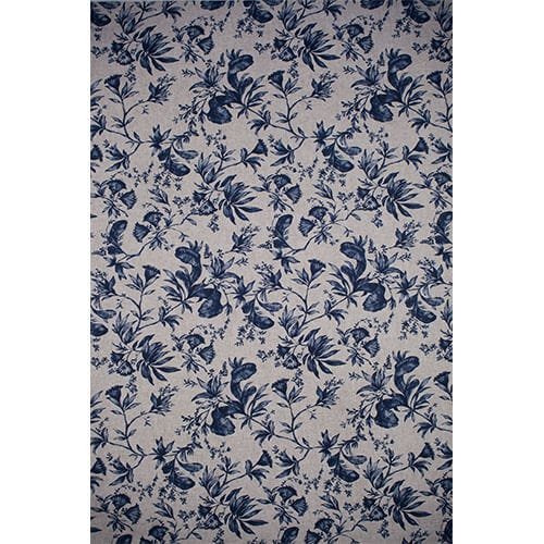 Tecido Linho Estampado Floral Azul - 1,40m de Largura | MadeiraMadeira