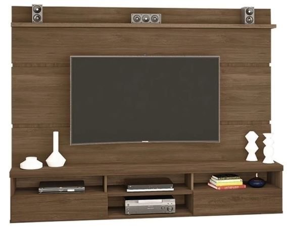 Painel Suspenso Home TV Até 72 Polegadas 2 Portas 4 Nichos E Prateleira ...