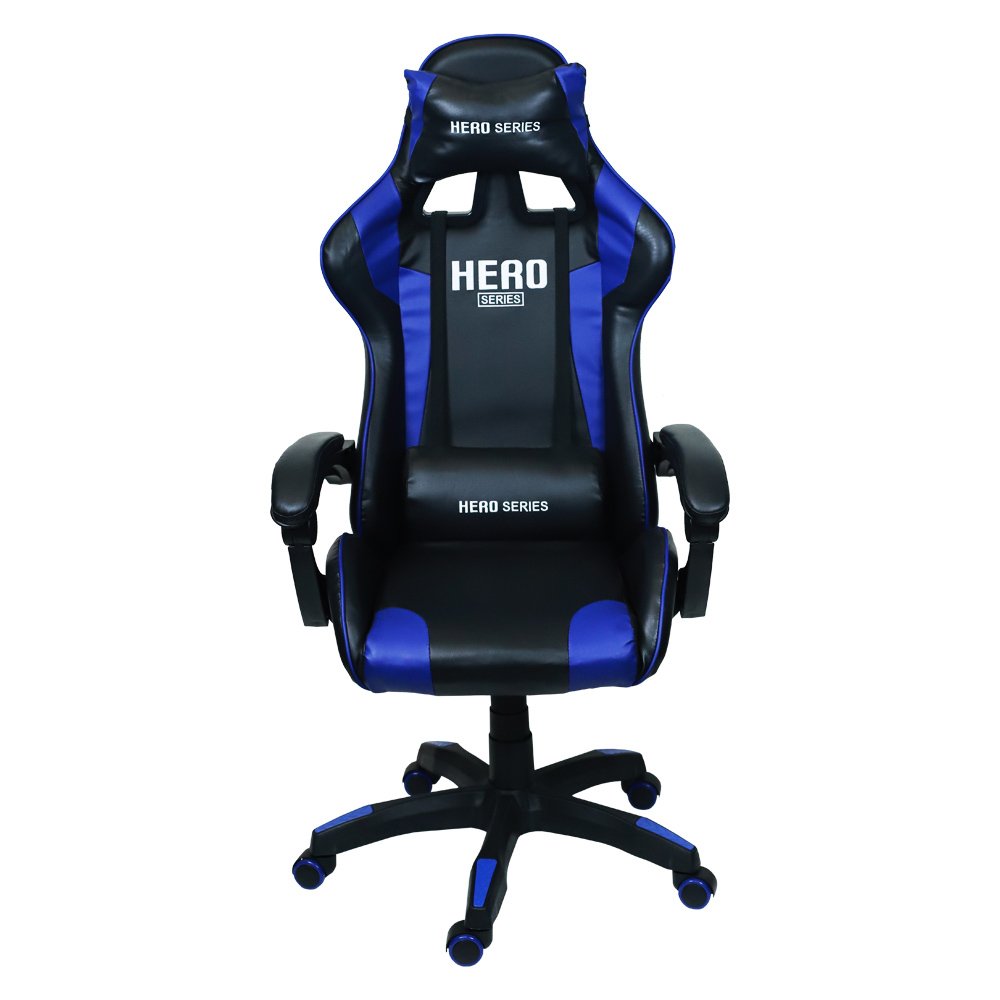 CADEIRA GAMER AZUL MAX HERO GIRATORIA COM AJUSTE DE ALTURA E BRAÇO FIXO ...