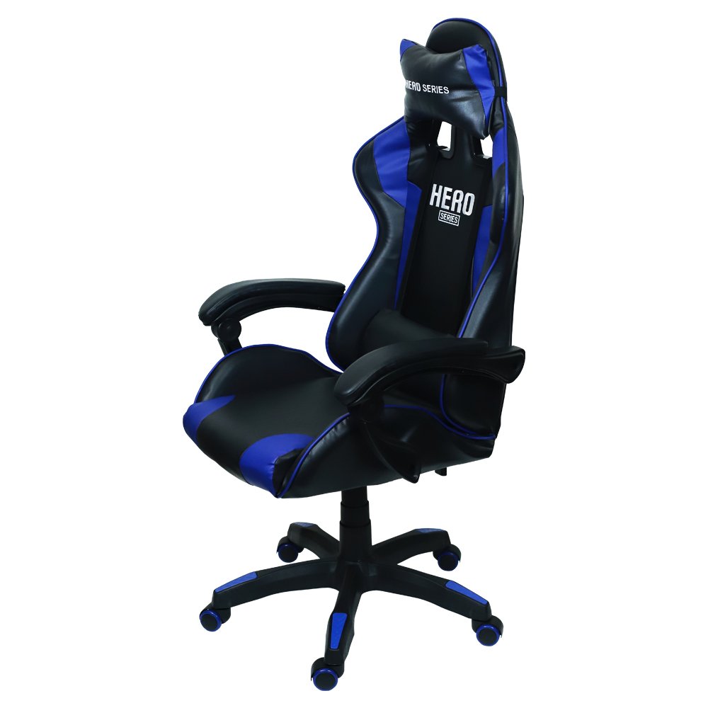 CADEIRA GAMER AZUL MAX HERO GIRATORIA COM AJUSTE DE ALTURA E BRAÇO FIXO ...