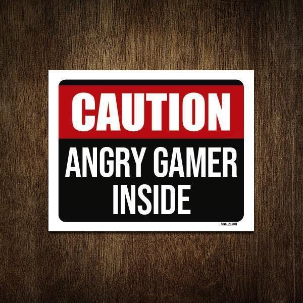 Placa Decorativa - Caution Angry Gamer Inside 36x46 | MadeiraMadeira