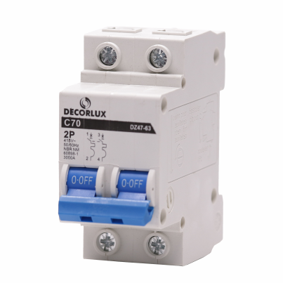 Mini Disjuntor, Plástico, Din35, 2p 70a 230-400v 3ka Curva C, Cor Branco, (cx 1un) Decorlux ...
