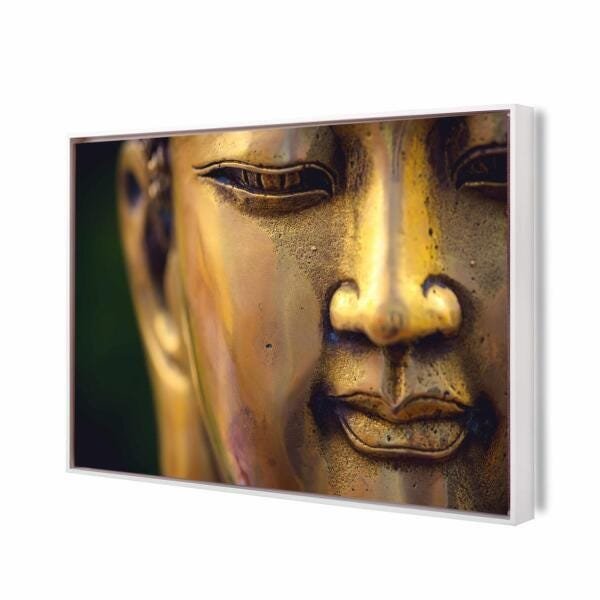 Quadro Canvas Buddha Face 60X40Cm Slim Branca N005 | MadeiraMadeira