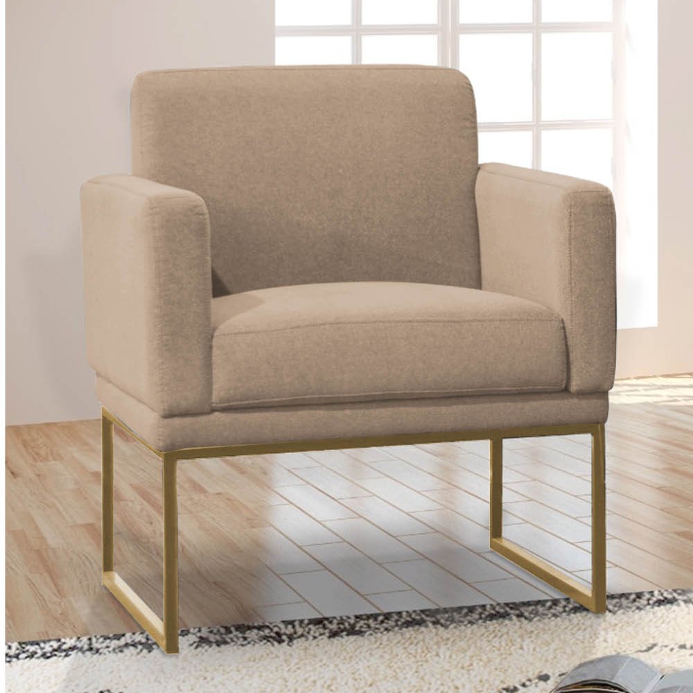 Poltrona Decorativa Juliete Com Base Dourada- Aliw Decor: Capuccino ...