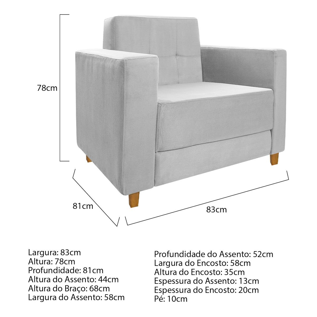 Poltrona Decorativa Denver Corano Branco - ADJ Decor | MadeiraMadeira