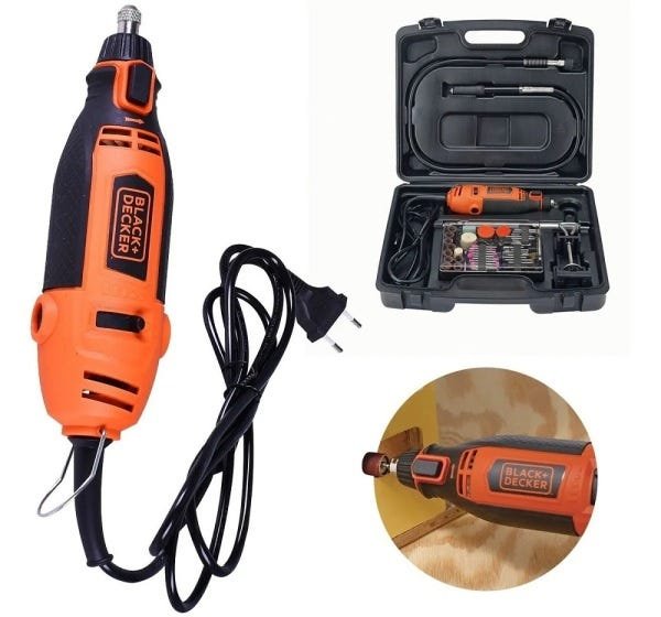 MICRO RETÍFICA 180W RT18KA BLACK&DECKER + 113 ACESSÓRIOS | MadeiraMadeira