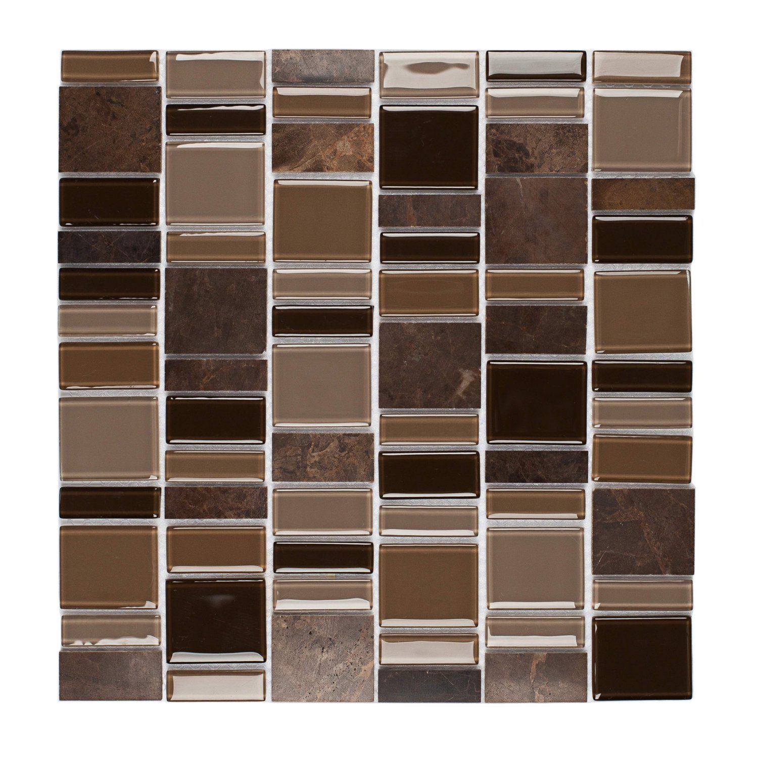 Pastilha Mesclada de Mármore e Vidro 30,03cm x 30cm Petrus Glass Mosaic ...