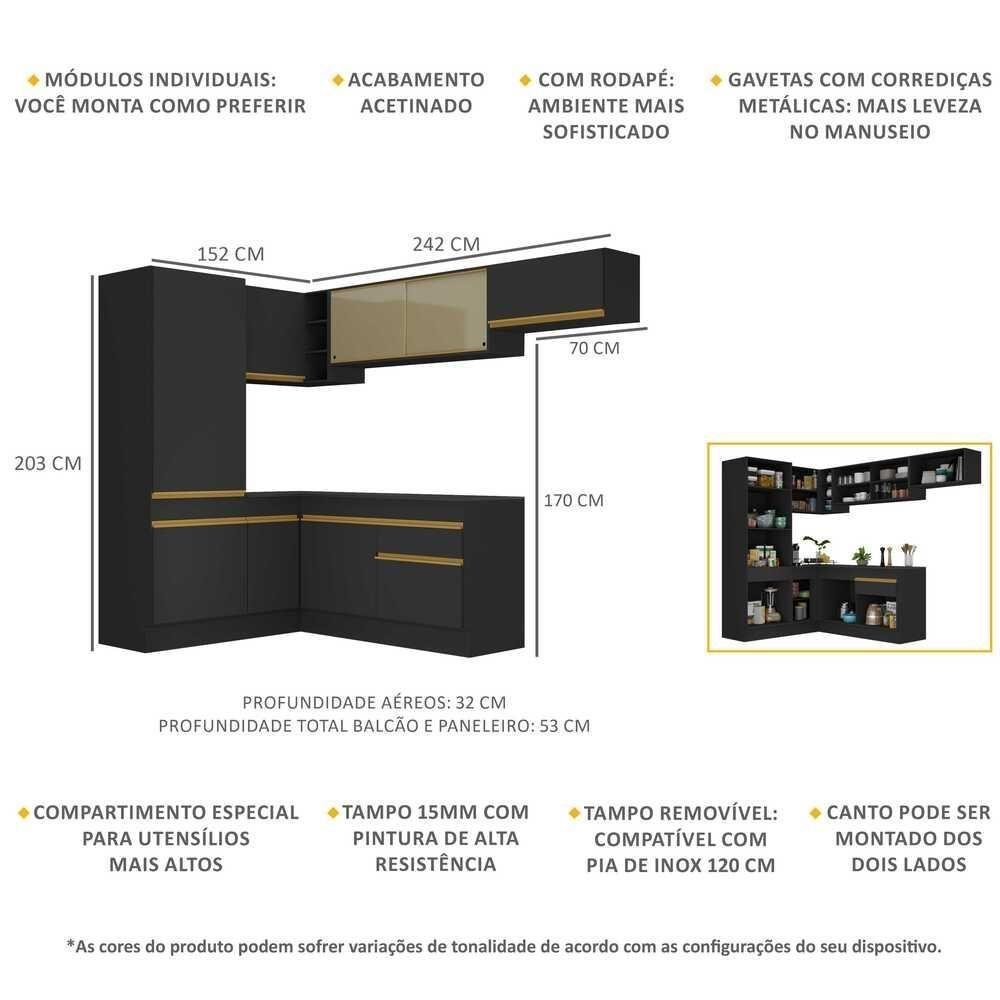 Cozinha Completa Com Rodapé Multimóveis C/Armário E Balcão | MadeiraMadeira