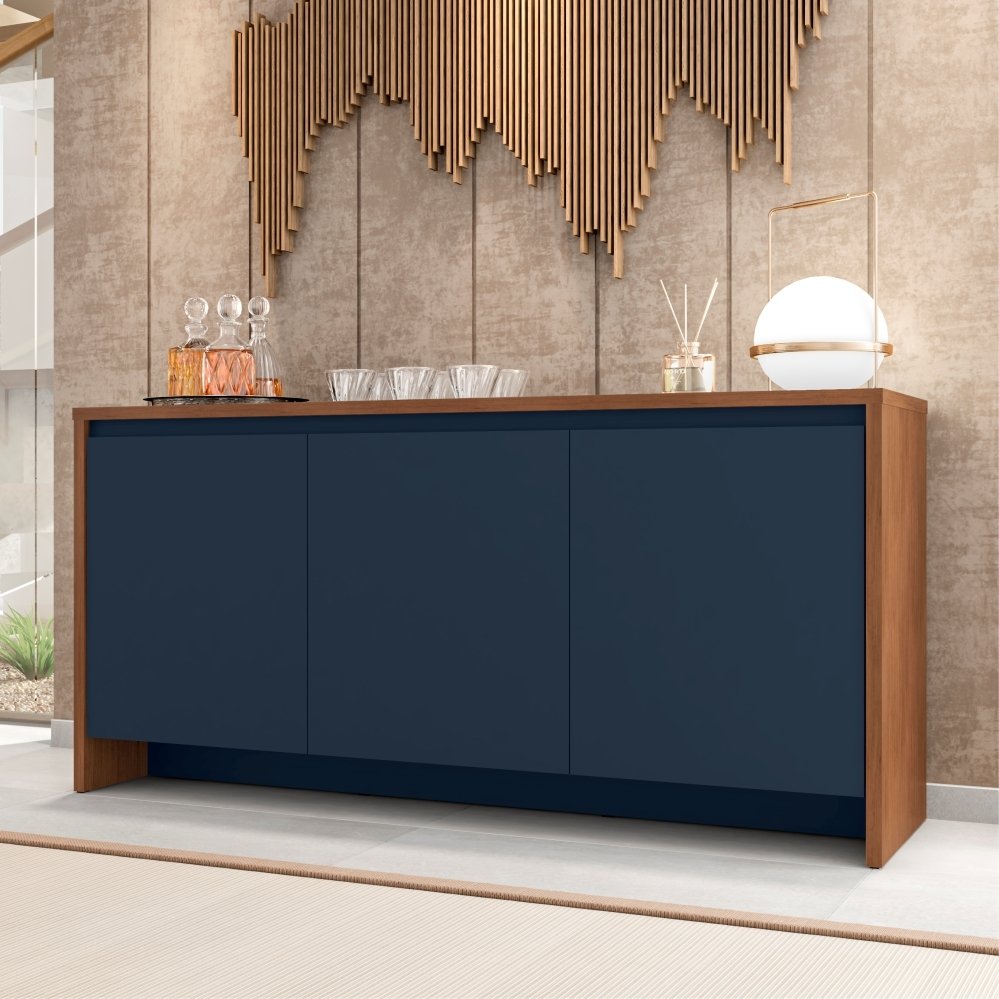 Buffet Aparador Legancy Cedro Azul Cobalto 3 Portas | MadeiraMadeira