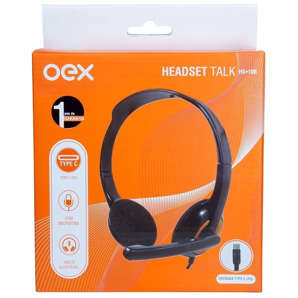 Headset com Microfone TALK Preto e Laranja OEX HS108 | MadeiraMadeira