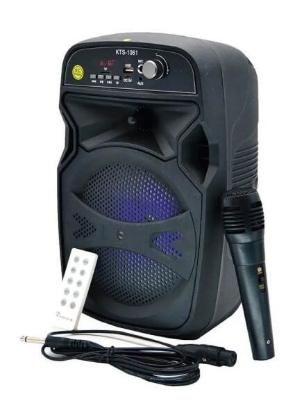 Caixa Bluetooth com Controle e Karaoke Kts-1061 - Preto | MadeiraMadeira