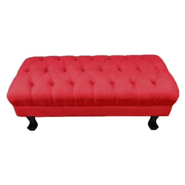 Puff Calçadeira Retrô Luis XV Capitonê Suede Vermelho | MadeiraMadeira