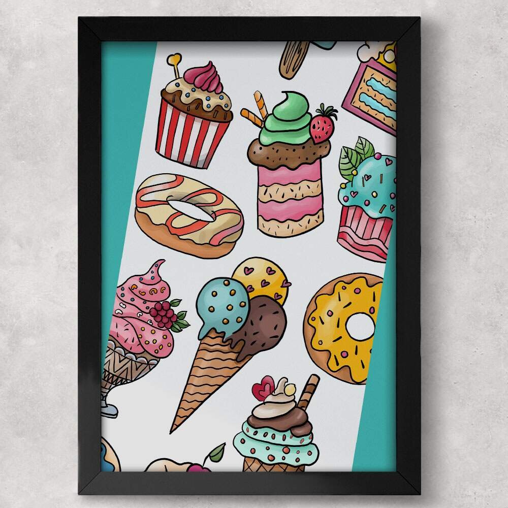 Quadro Decorativo Doces Coloridos-24x34Cm | MadeiraMadeira
