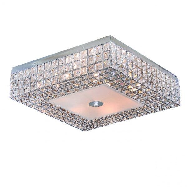 Plafon Cristal de Sobrepor para 6 Lâmpadas Quadrado 40cm Sarah Wee ...