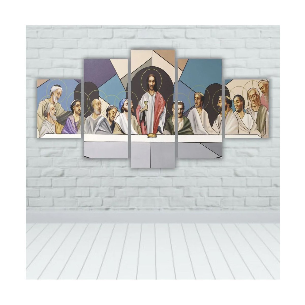 Quadro Moderno Santa Ceia Geometrico - Decorativo Sala Quarto Casa ...