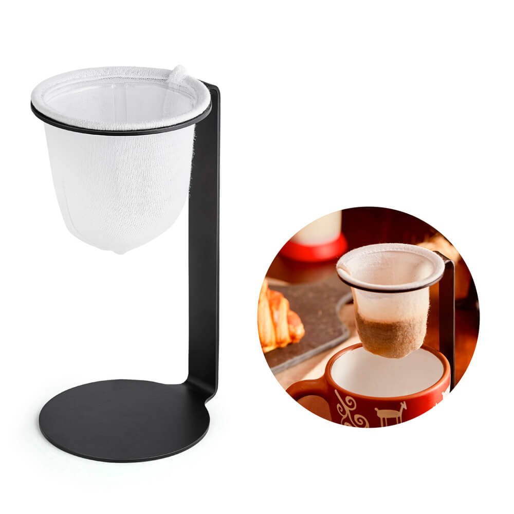 Kit Mini Coador de Café Individual Pressca Preto + Refil com 10 ...