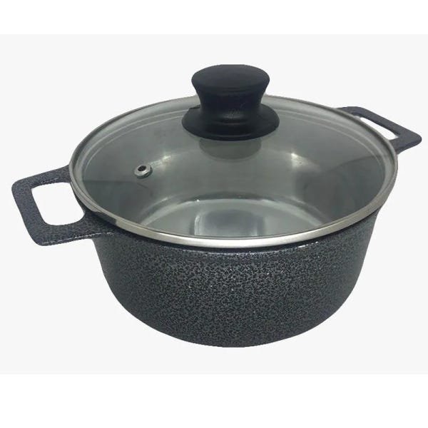 Panela Caçarola Alça Inteiriça Alumínio Craqueada Tampa de Vidro N24 ...