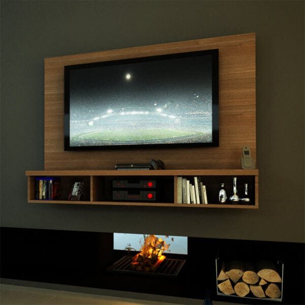 Painel para TV até 55 Polegadas Suspenso Amadeirado Escuro Lilies | MadeiraMadeira