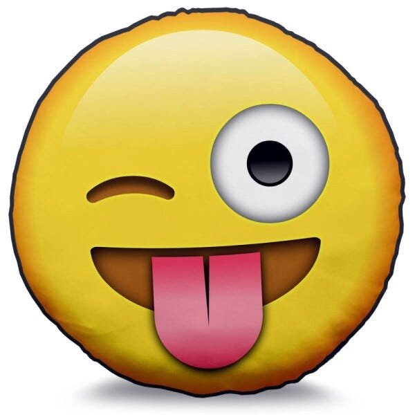 Almofada Bordada Emoji-Emoticon Linguinha com Ziper e Refil ...