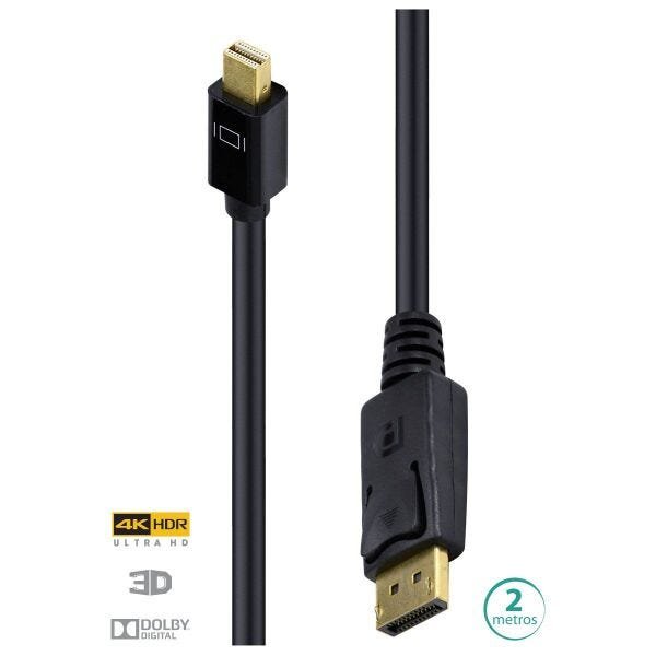 Cabo Displayport X Mini Displayport 2Mt Vinik | MadeiraMadeira