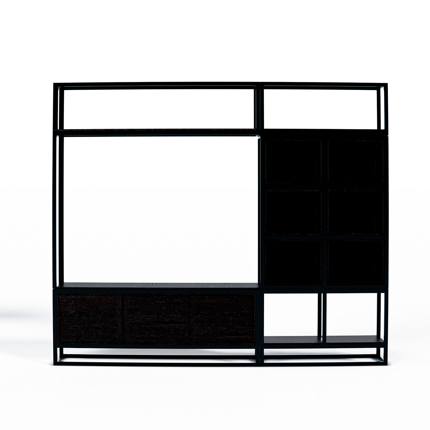 Estante Home para TV Moderna Estilo Industrial Melodic 210x40x170 Cor mdf Preto | MadeiraMadeira