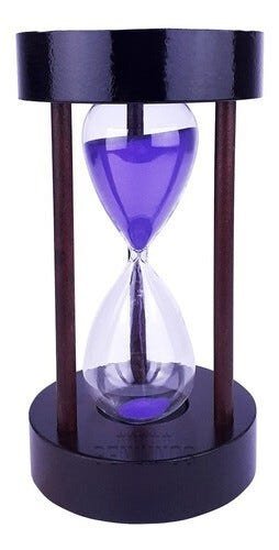 Ampulheta Em Madeira E Vidro Decorativa 18 Cm Areia Roxa | MadeiraMadeira