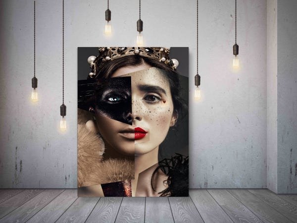 Quadro Decorativo Conceitual Princess Fashion Face - 100x70 cm ...