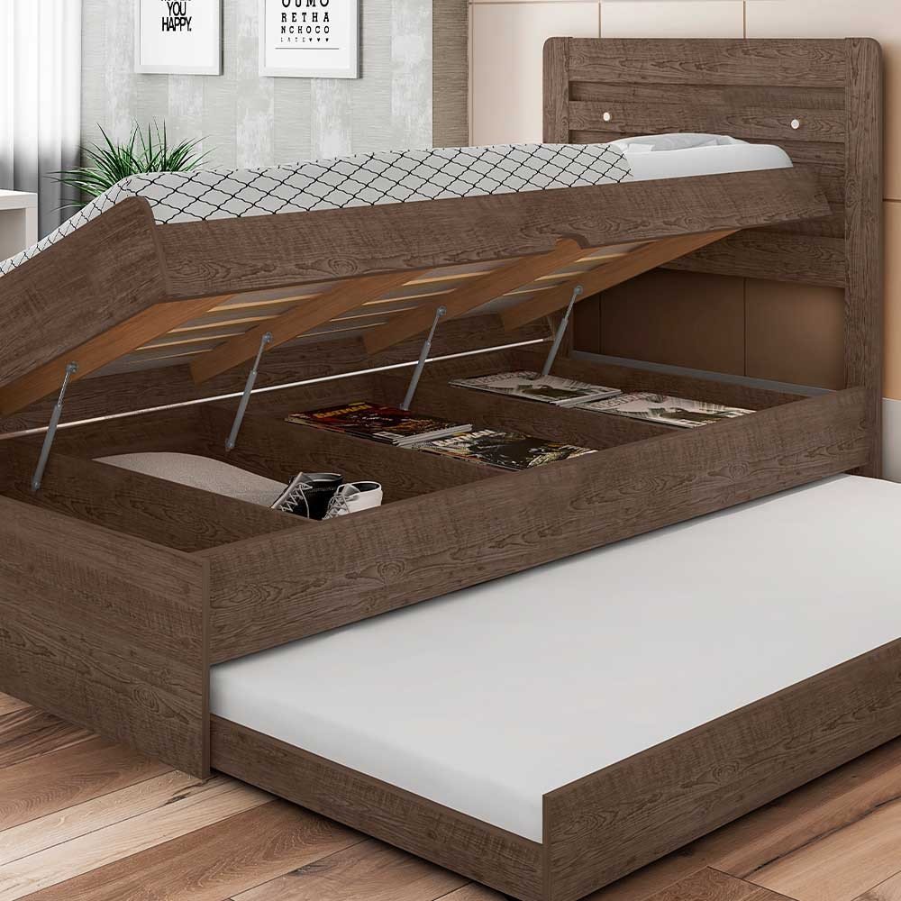 Cama Solteiro Larissa Chocolate com Auxiliar - Framar Móveis ...