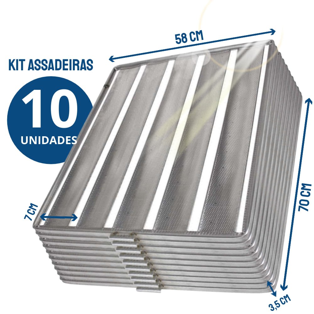 Kit 10 Assadeiras Para Pao Frances 5 Tiras 7Cm 58X70 - Imeca | MadeiraMadeira