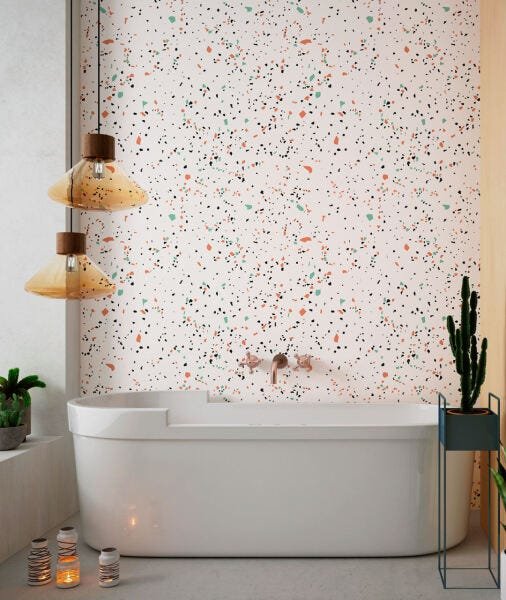 Papel De Parede Granilite Terrazzo Rosa Claro Lavável | MadeiraMadeira