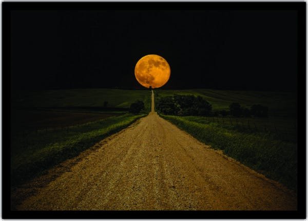Quadro Estrada Lua Natureza Paisagens Com Moldura | MadeiraMadeira