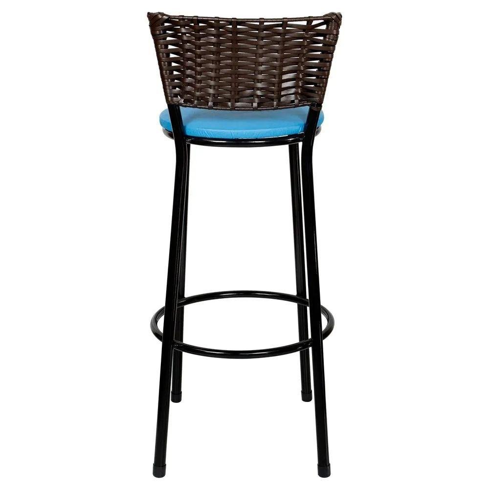 Banqueta Alta Ratan Hawai Preta Café Azul | MadeiraMadeira