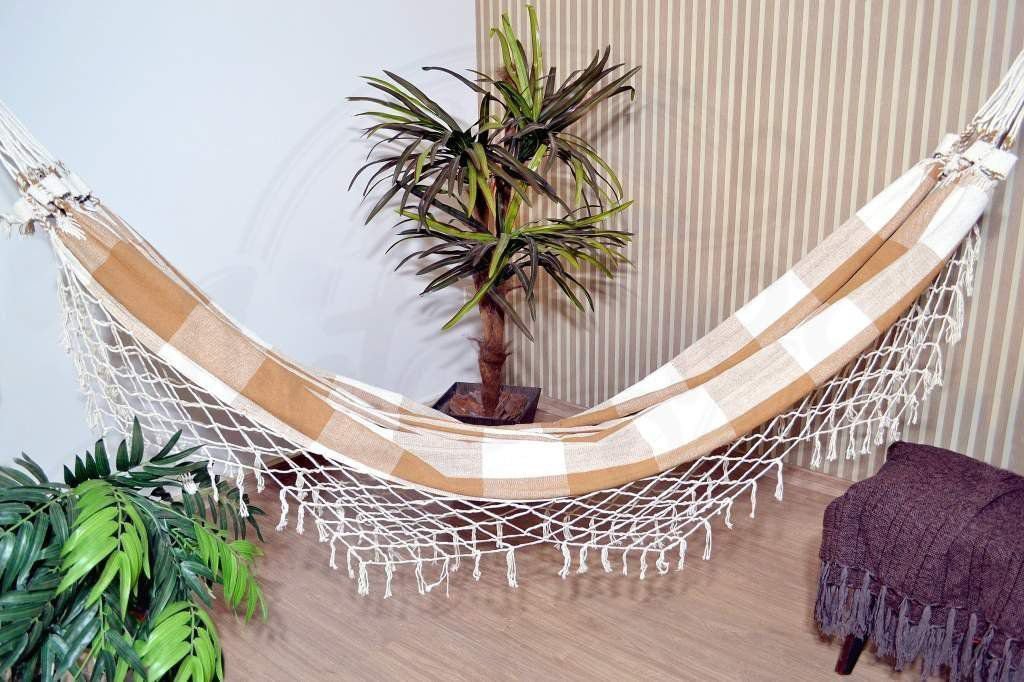 Rede com Franja Xadrez - Bege Arte & Tear | MadeiraMadeira